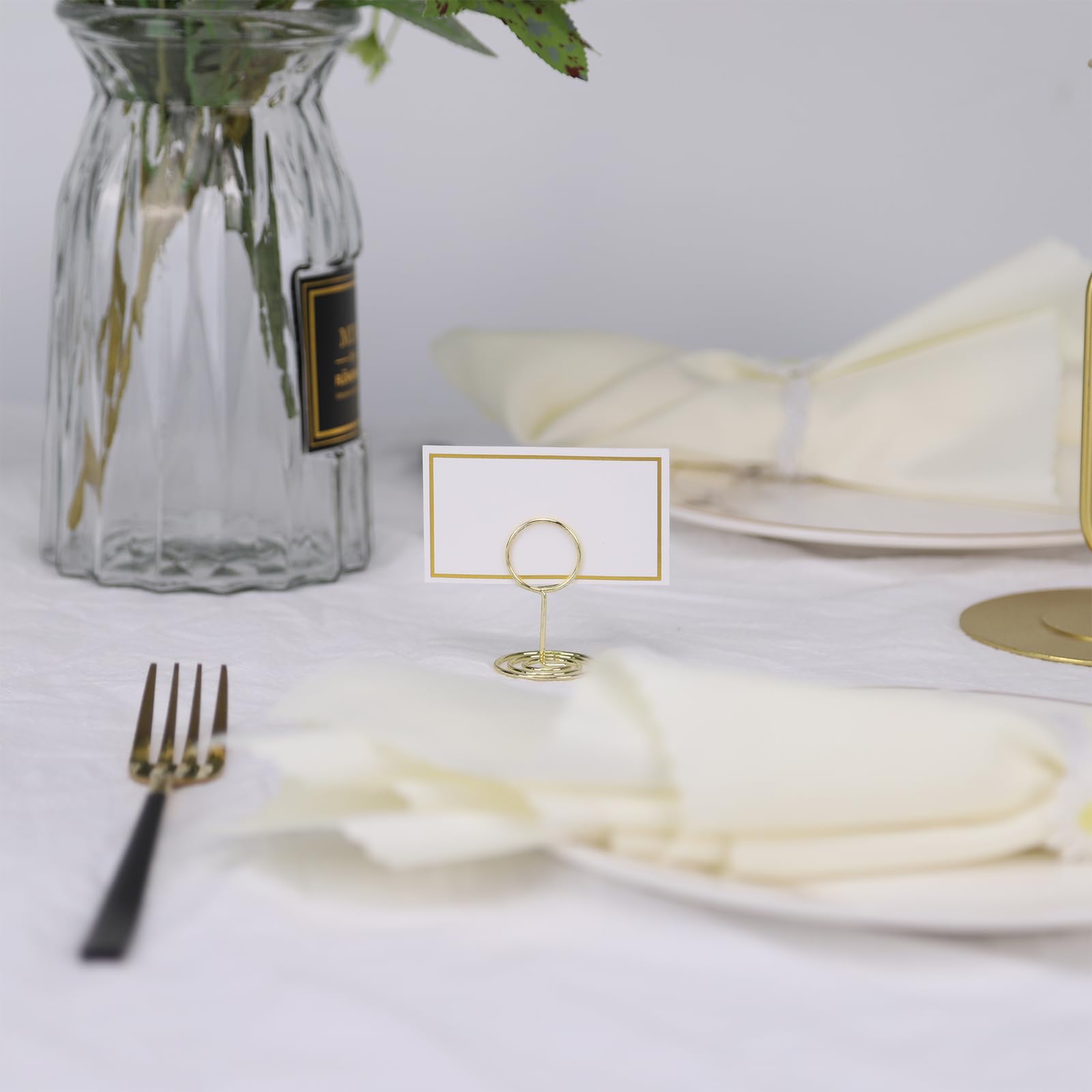 10 PCS Gold Place Card Holder 2 Inch Mini Table Number Holders with Cards Table Stands Wire Memo Clips Holder for Wedding Party Centerpiece Restaurant Decorations Table Setting Baby Shower