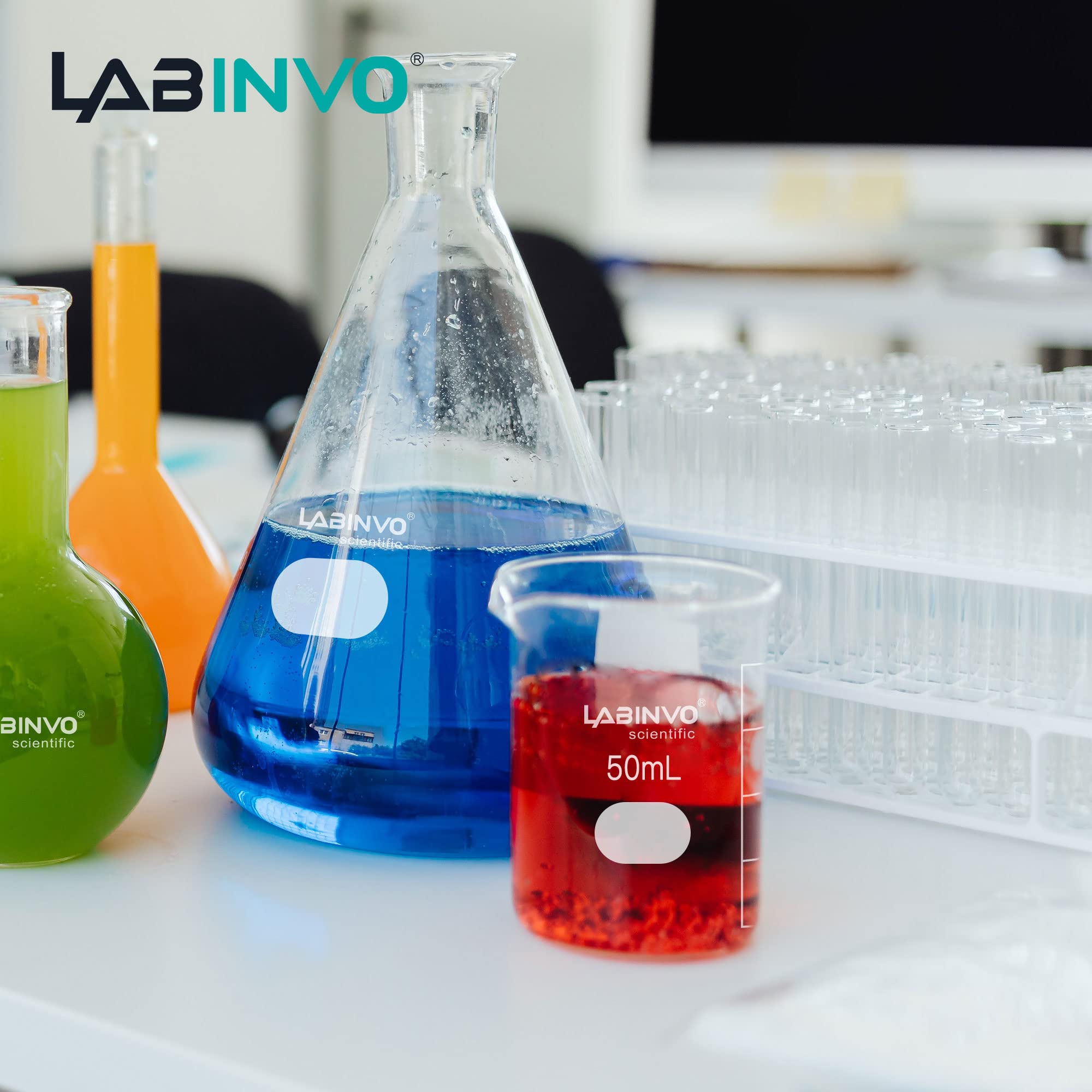 LABINVO Low Form Graduated Glass Beaker, 10pcs of Vol.150ml, 3.3 Borosilicate Glass Beaker Set, IN-BKL150