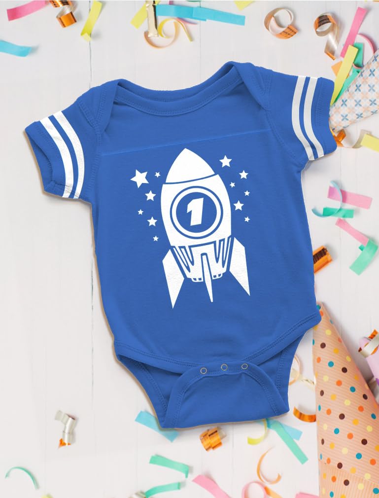 1st Birthday Outfit Space Rocket One Year Old Gift Cute Baby Bodysuit 18M Blue