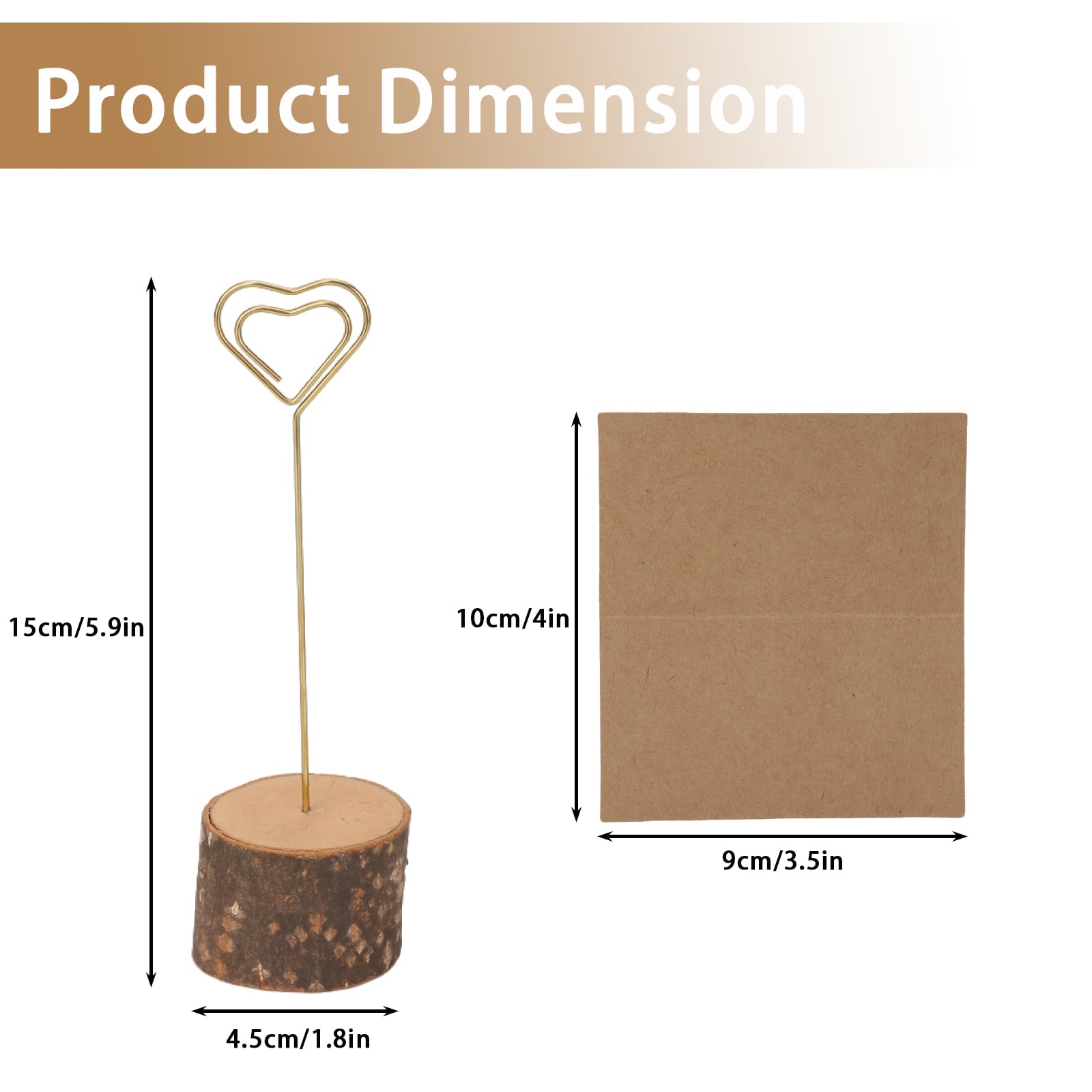 10 PCS Rustic Wood Place Card Holder Table Number Holders with Kraft Cards Table Stands with Heart Shape Wire Clips for Photo Wedding Party Centerpiece Restaurant Decorations Table Setting