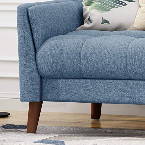 54" Blue and Brown Contemporary Hand Crafted Loveseat