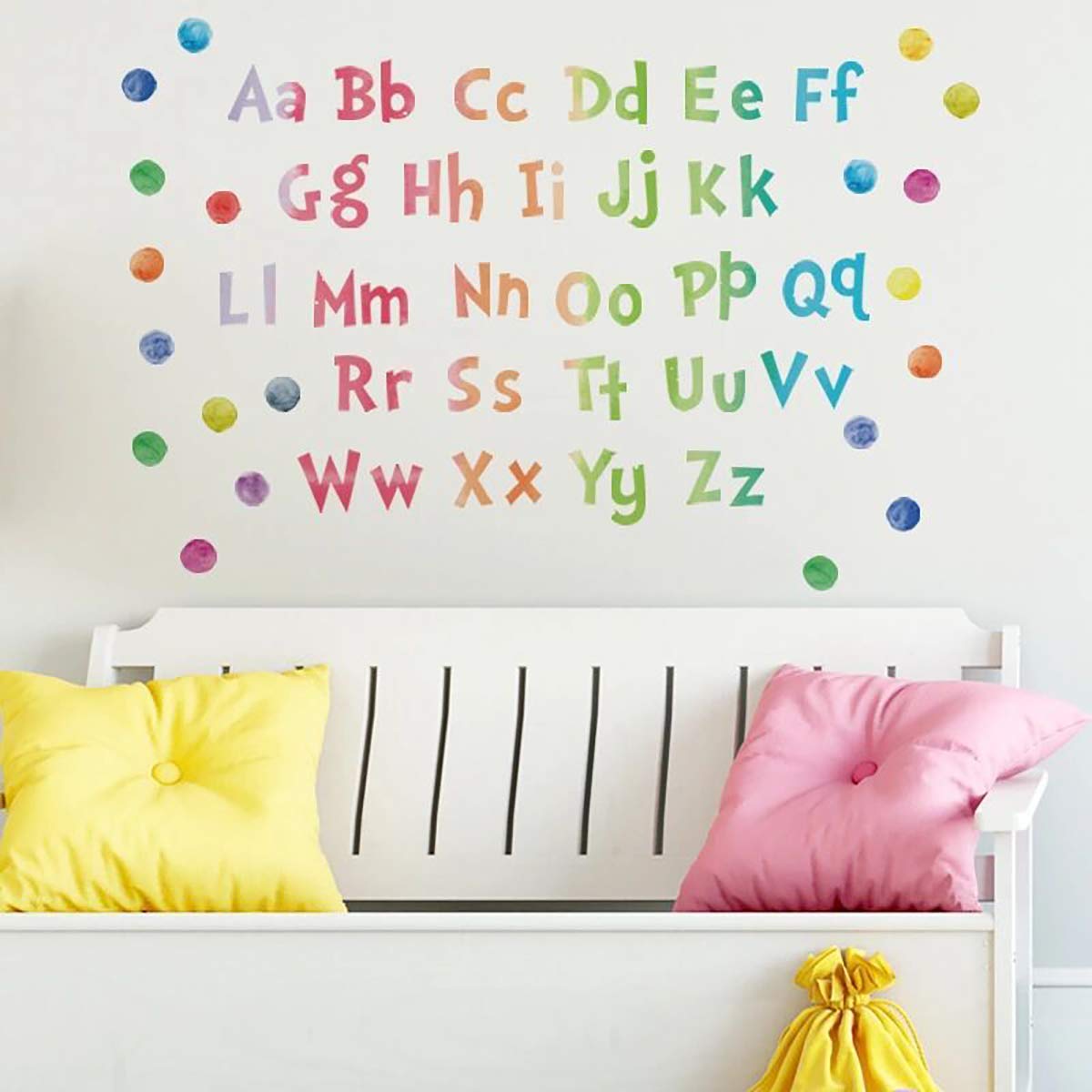 ABC Wall Decals Classroom DIY Removable Watercolor Dot Educational Alphabet Wall Stickers Kids Bedroom Nursery Playroom Art Mural Decor…