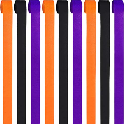 984 Feet Totally Crepe Paper Streamers Halloween Party Crepe Paper Roll Orange Purple Black Streamers for Halloween Decorations Party Supplies, 12 Rolls