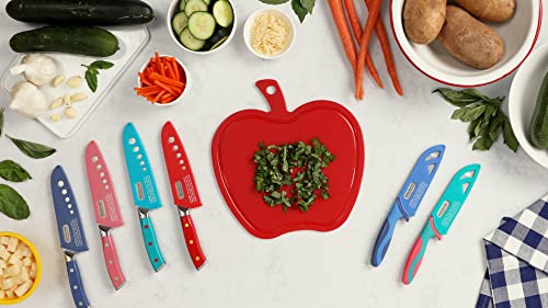 Cooking with Kids - My First Chef's Knife for Kids - (Royal/Navy) w/Protective Safety Sheath - German Stainless Steel - Curved Finger Shield/Children