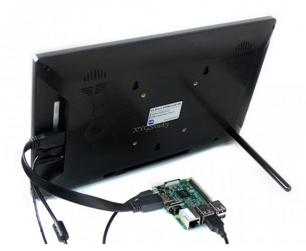 13.3inch HDMI LCD (H) (with case), IPS 1920x1080 Capacitive Touch Screen Display LCD with Panel Protection Cover Case Supports BB Black Raspberry Pi 4 3 2 Raspbian Ubuntu WIN10 IOT Mini PC @XYGStudy