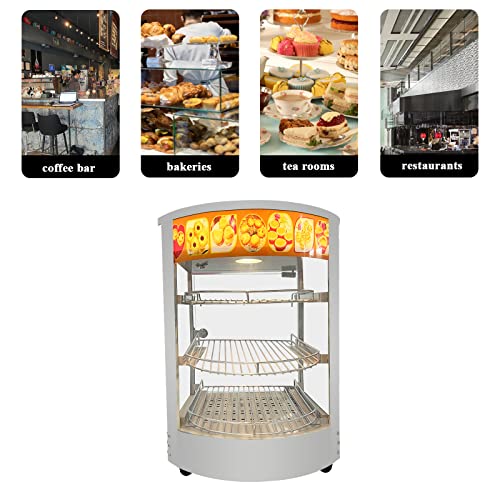 14" Food Display Warmer Curved Glass Warming Cabinet Hot Food Showcase Countertop 3 Layers (14"(3 Layer))