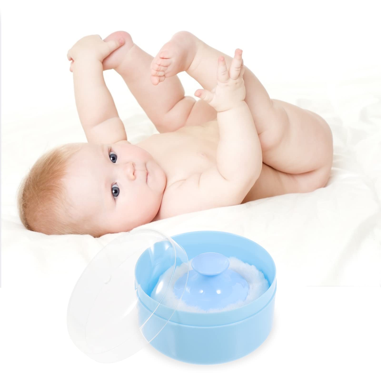2pcs Fluffy Body Case Talcum Puff Container Kits with Puff for