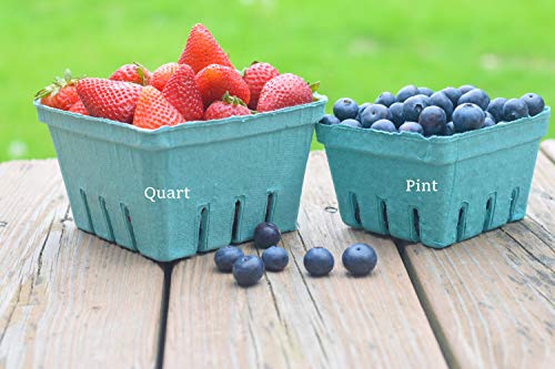 42 Pack QUART Green Molded Pulp Fiber Berry/Produce Vented Baskets for Fruit and Vegetable