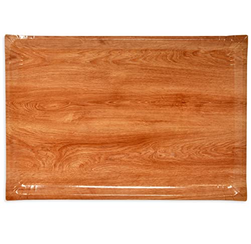 10 Wood Rectangle Trays Rustic Brown Wooden Look Serving Platters 10.75" x 15.75" Heavy Duty Disposable Paper Cardboard Tray for Dessert Cupcake Display Birthday Parties Weddings Table Decor & More