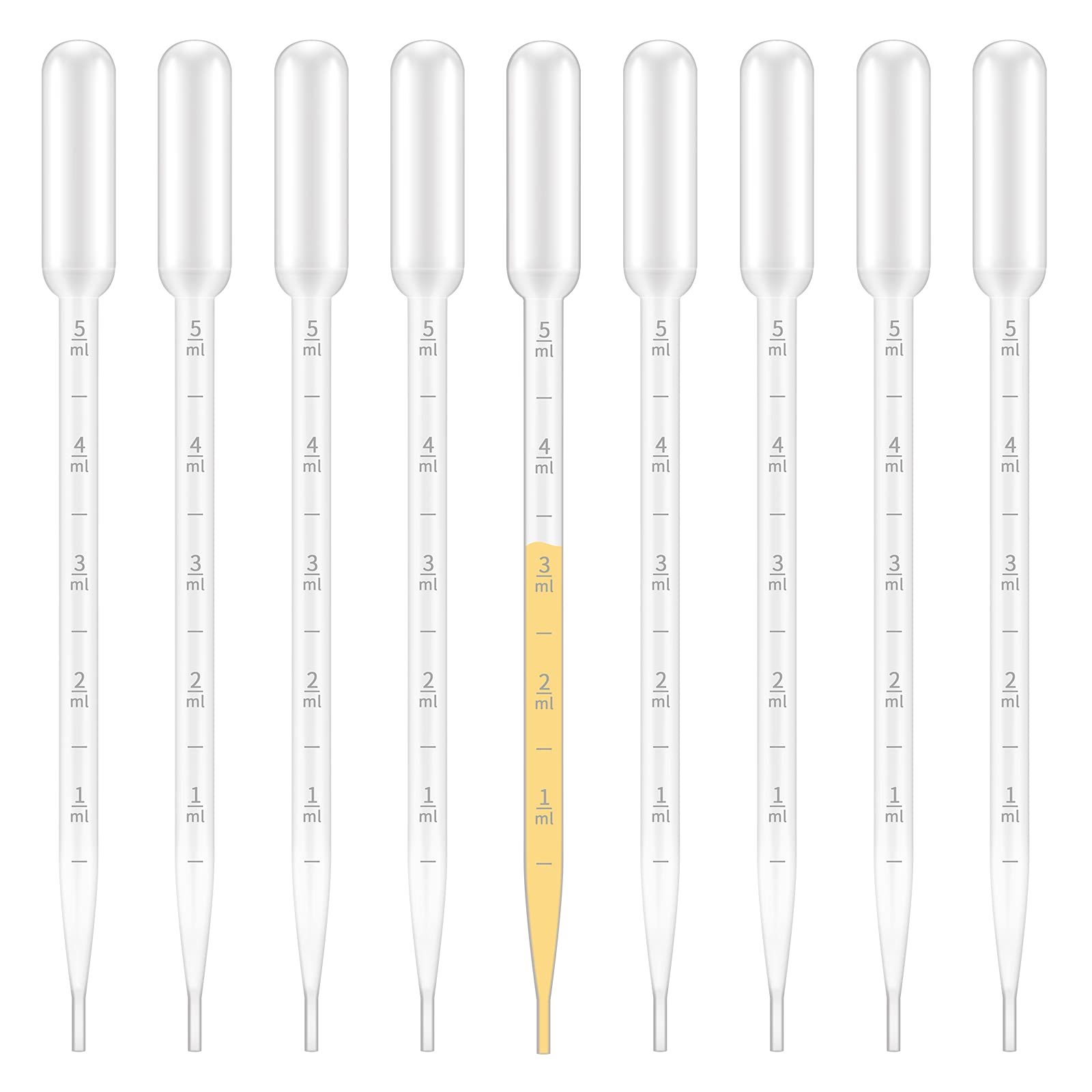 100 Pcs 5ML Plastic Transfer Pipettes for Essential Oils,Liquids,Graduated