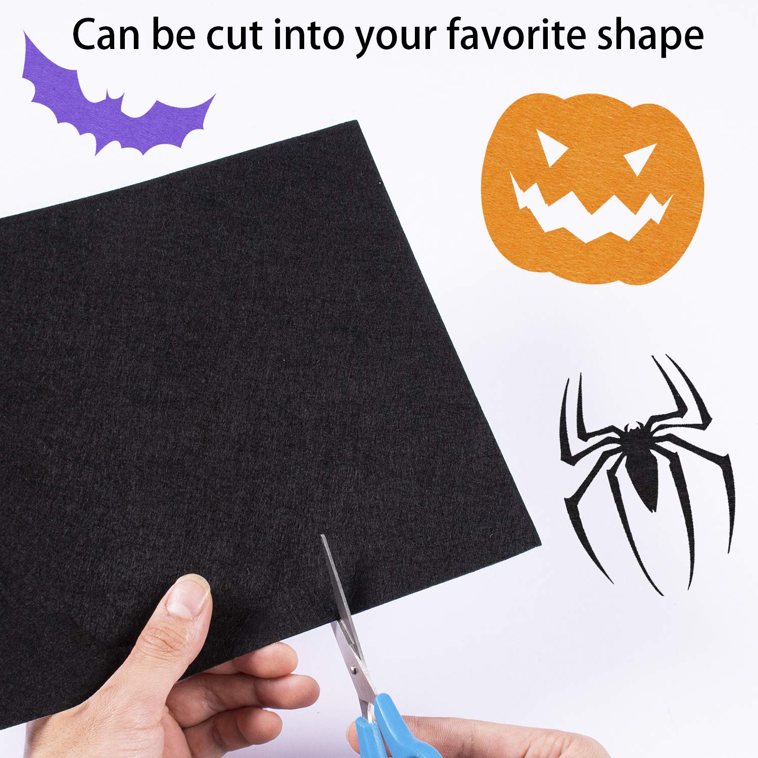 12 Pieces Adhesive Halloween Felt Fabric Sheets Orange and Black Craft Felt Fabric Sticky Back Sheets for Halloween DIY Craft Sewing Patchwork Decorations, 11.8 x 8.3 Inches