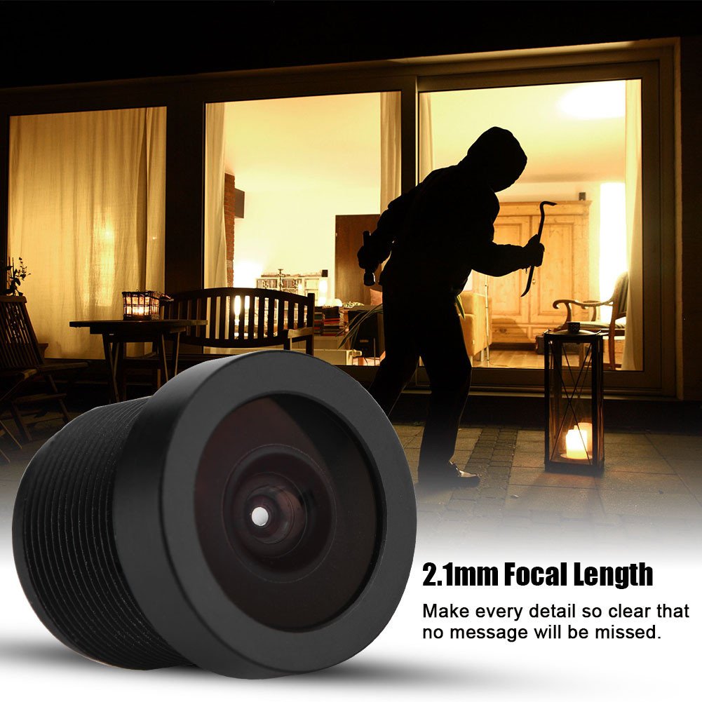 2.1mm Camera Lens, 150° Wide Angle HD IP Camera CCTV Lens for 1/3'' & 1/4'' CCD Chips Support Night Vision, 24-Hour for Security Surveillance Default