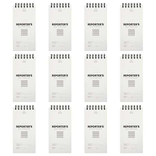12 Pack Reporters Notebook, Spiral Note Pad for Journalist, Detective (70 Sheets/140 Pages Per Book, 4x8 In)