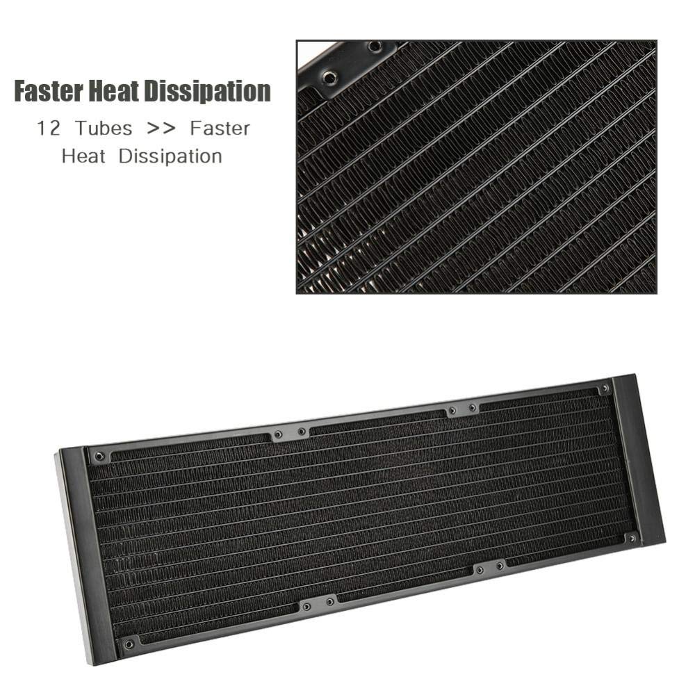 12 Pipe Heat Exchanger Radiator, Liquid Cooler with Water Separator, G1/4Thread Copper Fin Water Cooler Tube for PC CPU Water Cool System Computer(360mm)