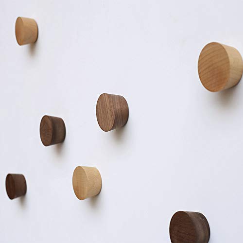 3 Piece Natural 3 PCS, Natural Wooden Coat Hooks, Wall Mount Single Hat Bag Hooks, Decorative Cone Hooks (Black walunt)