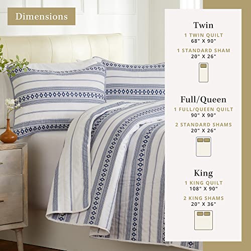 3 Piece Quilt Set with Shams | Soft & Breathable Bed Cover for Spring & Summer | Hypoallergenic All-Season Quilt | Multi Layer Coverlet | Lightweight Bedspread | Boho Stripes | Sydney CollectionâŠ