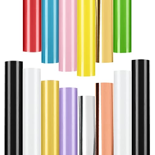 14 Pack Permanent Vinyl for Cricut, Lya Vinyl 12" x 12" Glossy Permanent Vinyl Sheets for Cricut and Silhouette, Cricut Vinyl for Mug & Cup & Glass Window, Party Decoration, Craft Cutter, Home Decal