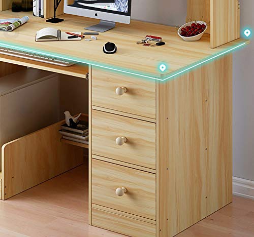 47 Inch Computer Desk with Hutch and Bookshelf,Modern Sturdy Office Desk Pc Laptop Table Workstation with Display Shelves for Home Office