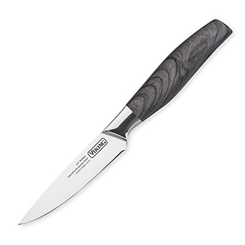 Viking Culinary German Steel Hollow Handle Cutlery Set, 6 Piece, Includes Protective Plastic Sleeve, All Essential Knife Types, Dishwasher Safe, Ash Wood Pattern Handles