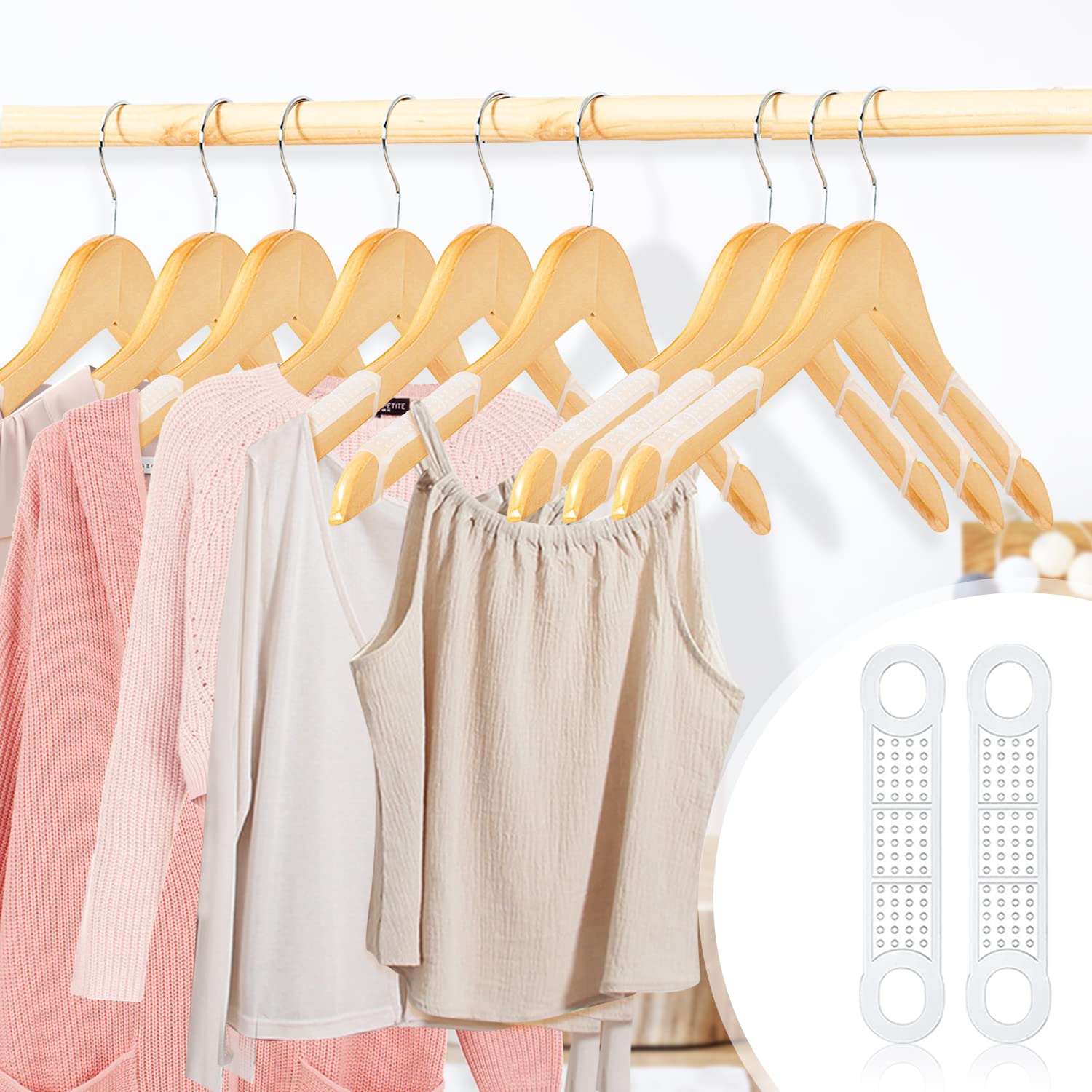 100 Pieces Clear Clothes Hanger Grips Non-Slip Rubber Clothing Hanger Strip Shoulder Strips for Wood Plastic Hangers Closet