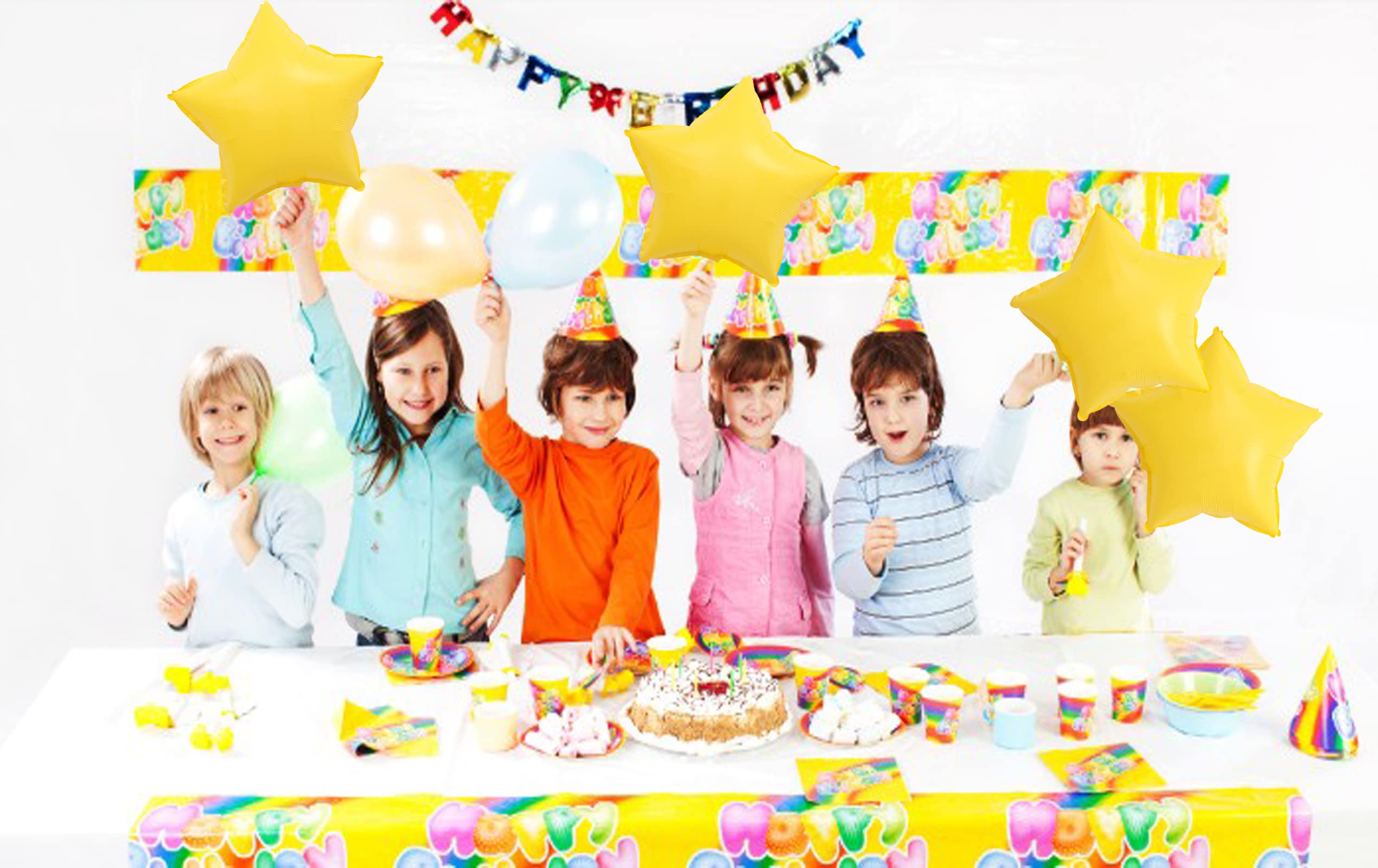10 Pcs Yellow Star-Shaped Balloon 18 Inch Foil Balloon Mylar Balloon Happy Birthday Balloons Decoration