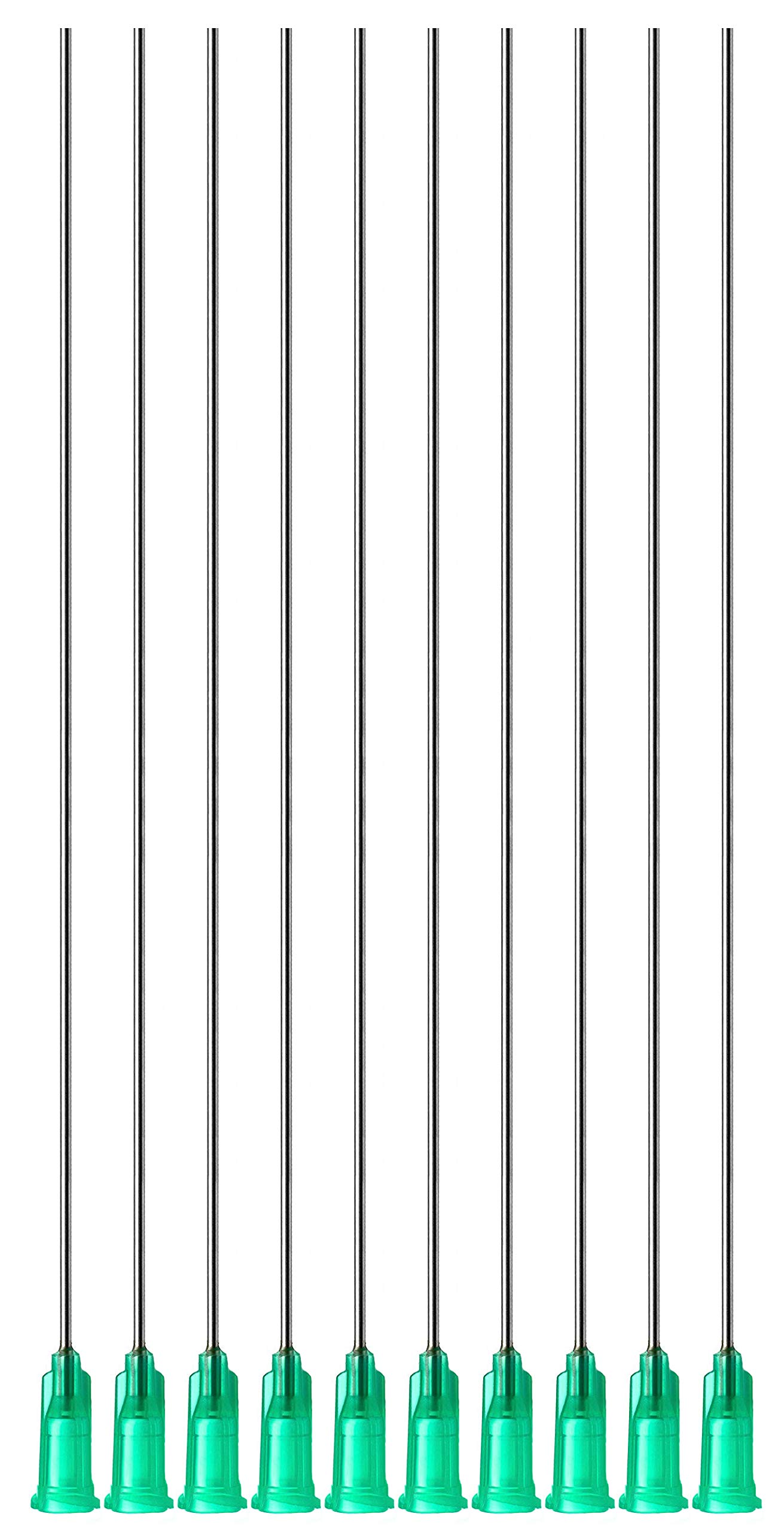 10 Pack of Blunt Tip Lure Lock Dispensing Needle in Your Choice of Gauge and Length These are Non-Medical, Non-Sterile, Industrial Needles for E-Liquid, Inks, Syringes (5" Length, 18 Gauge - Green)