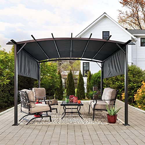 12 X 9 FT Gazebo Outdoor Waterproof Outdoor Grape Shade Canopy Tent with Retractable Shade Canopy, Sturdy Retractable Pergola for Grill, Yard, Commercial