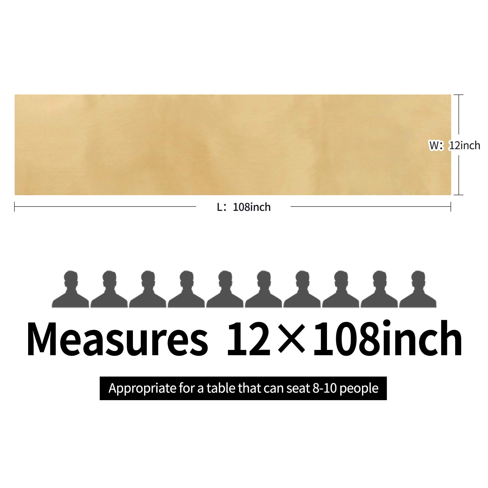 10-Pack Satin Table Runner Light Gold 12 x 108 inches Long, Table Runners for Wedding, Birthday Parties, Banquets Decorations(10 Pack, 12x108 Inch, Light Gold)