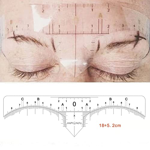 10/50/100 Pcs Disposable Eyebrow Ruler Sticker for Microblading, Adhesive Eyebrow Measurement Ruler, Eyebrow Ruler for Tattoo Makeup - Perfect Eyebrow Makeup Tool (100Pcs)