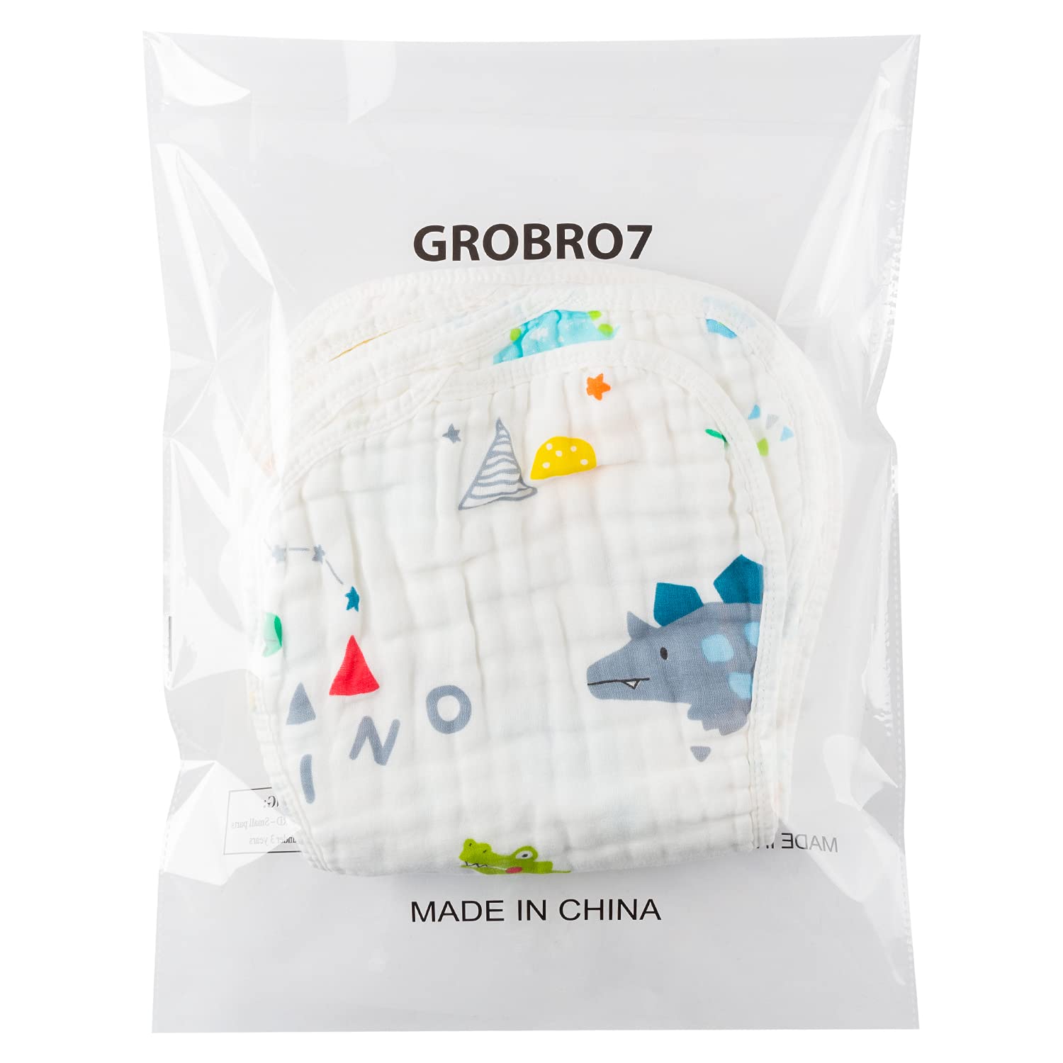 GROBRO7 7Pcs Baby Muslin Burp Cloths 21βx10.5β Long Burping Bids for Babies Dinosaur Blue Whale Forest Animals Cotton Large Towel 6 Layers Extra Absorbent Soft Machine Washable Nursery Newborn Gift