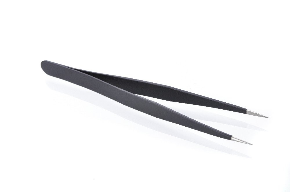 2pcs Tweezers Set Anti-static Stainless Steel for Ingrown Hair Curved Straight Professional Slant Tip &Splinter Tip Remover Tweezer