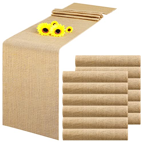 12 Pack Burlap Table Runners Rustic Table Runner Jute Table Runners Farmhouse Fabric Party Runners for Country Vintage Wedding Banquet Table Decoration, 12 x 71 Inch