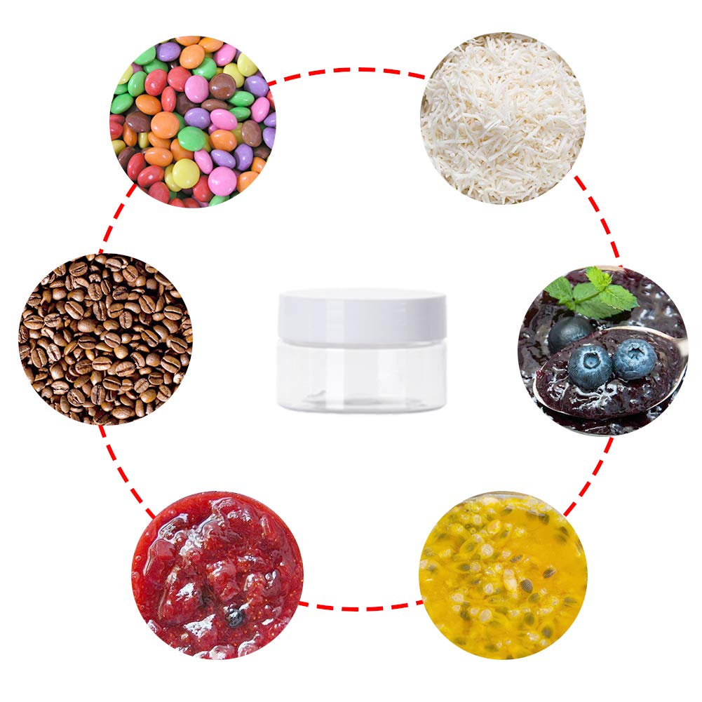 24 Pcs 1oz Plastic Cosmetic Jars,Round Leak Proof Clear Container with Lid,Wide-Mouth Refillable Small Storage Containers for Slime,Cosmetic,Lotion,Candy,Craft