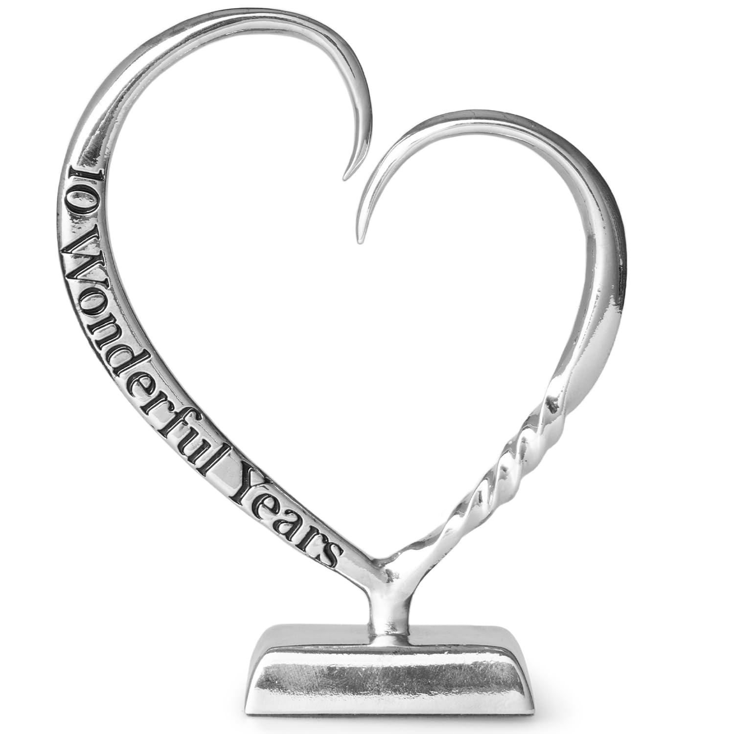 10 Year Anniversary for Her Gifts, 10th Wedding Anniversary for Couples Gifts, 10 Year Tin Anniversary Idea Gift for Wife, Hand Forged Tin Aluminum Heart Keepsake Decor, Tenth Gift for Him Anniversary