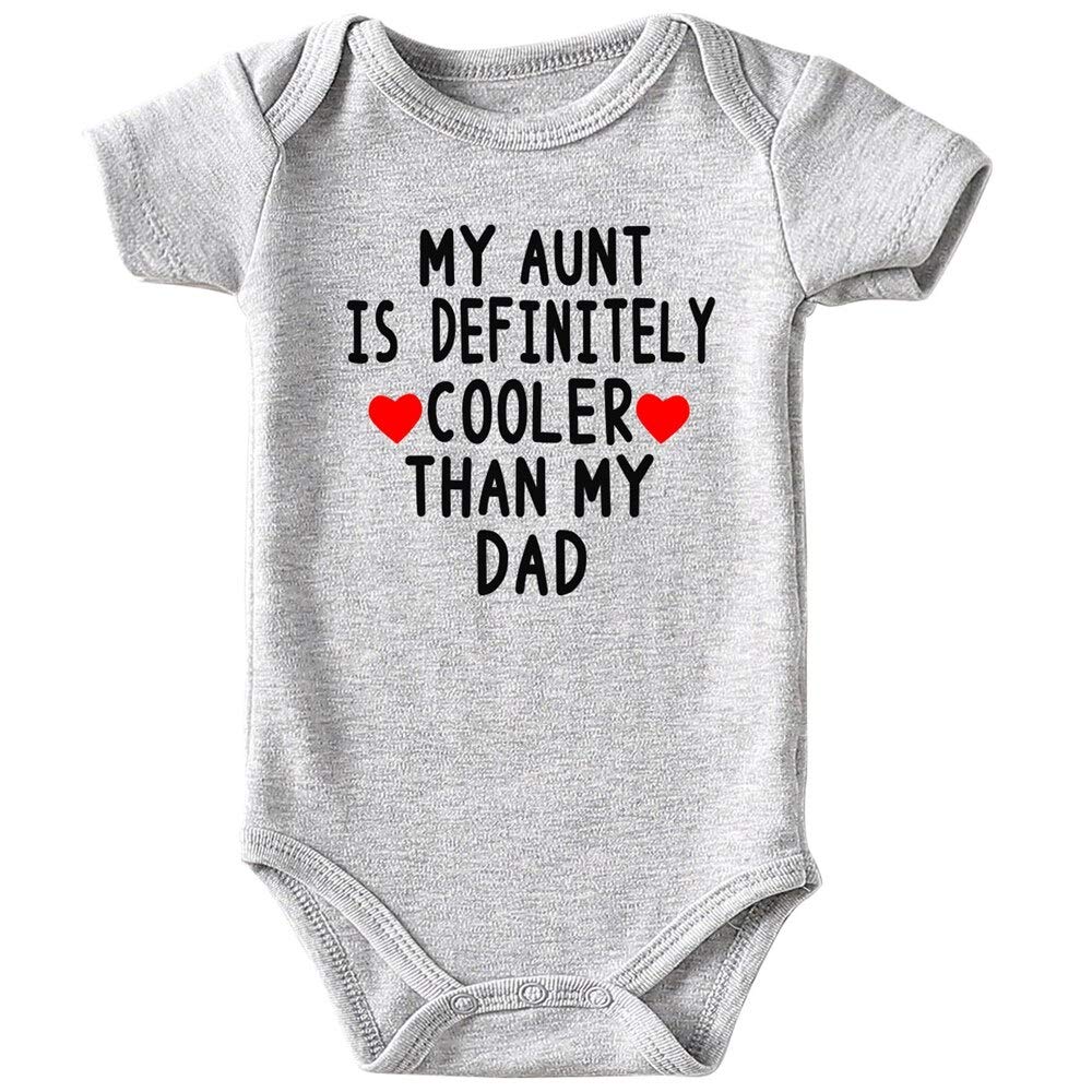 Acwssit Aunt Cool Than Dad Baby Boy Clothes Unisex Funny Baby Girl Baby Bodysuit gray 0-3 months