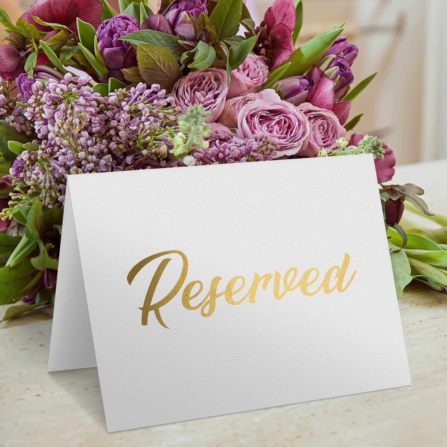 10 Pack Gold Reserved Table Signs & Gold Table Numbers 1-30 for Wedding Reception Party Restaurant - Gold Foil Wedding Table Numbers & Reserved Signs