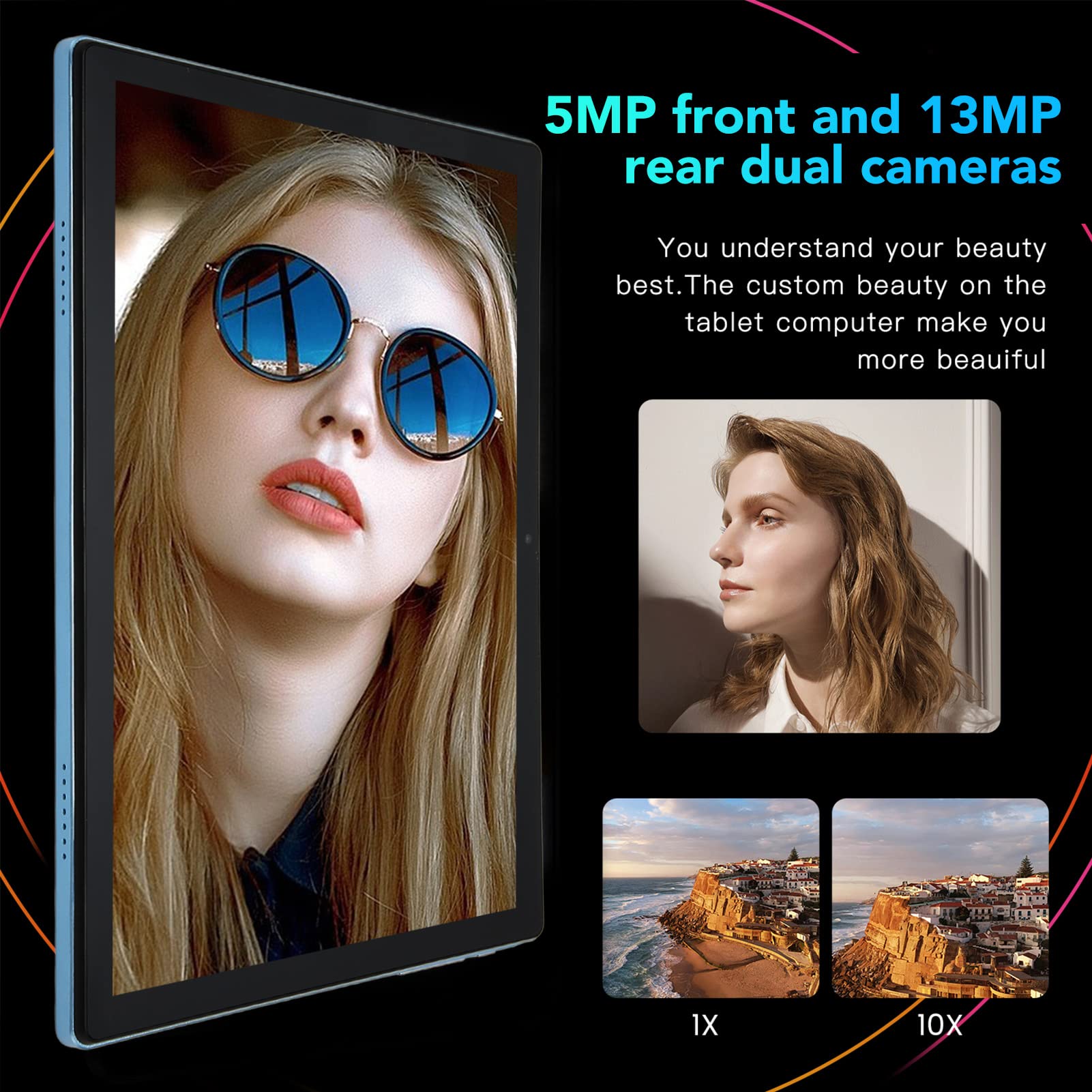 10 Inch Tablet, 8800mAh IPS Octa Core Tablet PC with Dual Camera for Home (Blue)