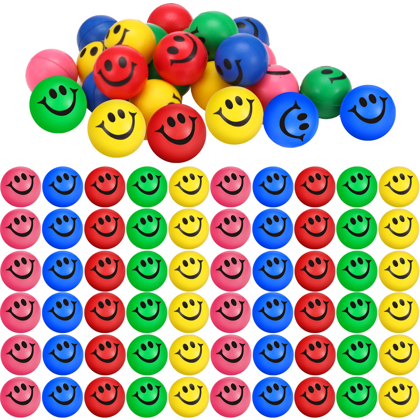 100 Pieces Mini Smile Face Stress Balls Funny Stress Ball Be Happy Foam Soft Colored Smile Ball Toys for Adults 1.2 Inch Stress Relief Balls for Stress Anxiety(Assorted Colors)