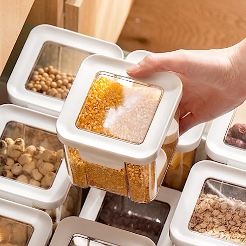 2 Pack Square Food Container Set with Lid, 0.7L Medium Pantry Airtight Storage Containers for Kitchen, BPA-Free Thick Plastic Canisters for Grains, Candies, Snacks, Cookies Container (700ml/23oz)