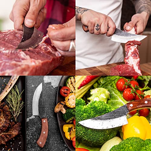 Altomino Handmade Fixed Blade Sharp Knife, 9.6 IN Hand-Forged Thin Knife, Carbon Steel Boning Knife for Meat Cutting, Razor Sharp, Deboning Chicken, Ham, Fish