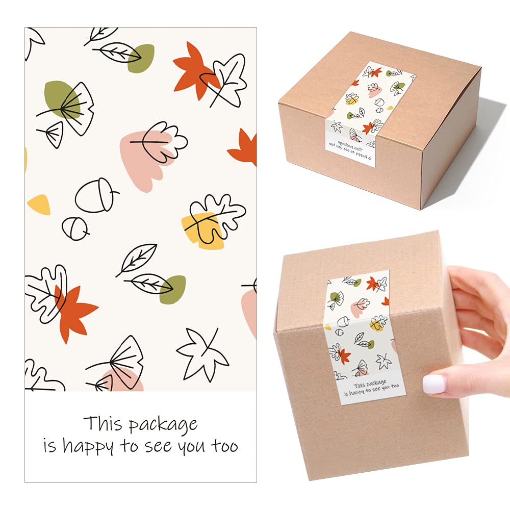 100PCS Box Seal Stickers, Rectangle Leaf Pattern Bag Package Labels, Decorative Baking Sealing Decals for Business Letter Envelope Seal Gift Packaging Customer Mailer Box Retail Bag (Leaf Sticker 2)