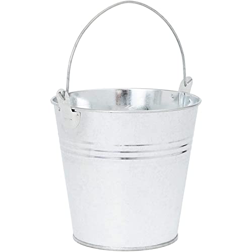 12 Pack Galvanized Metal Buckets with Handles for Party Decorations, Small Tin Pails (5 in)