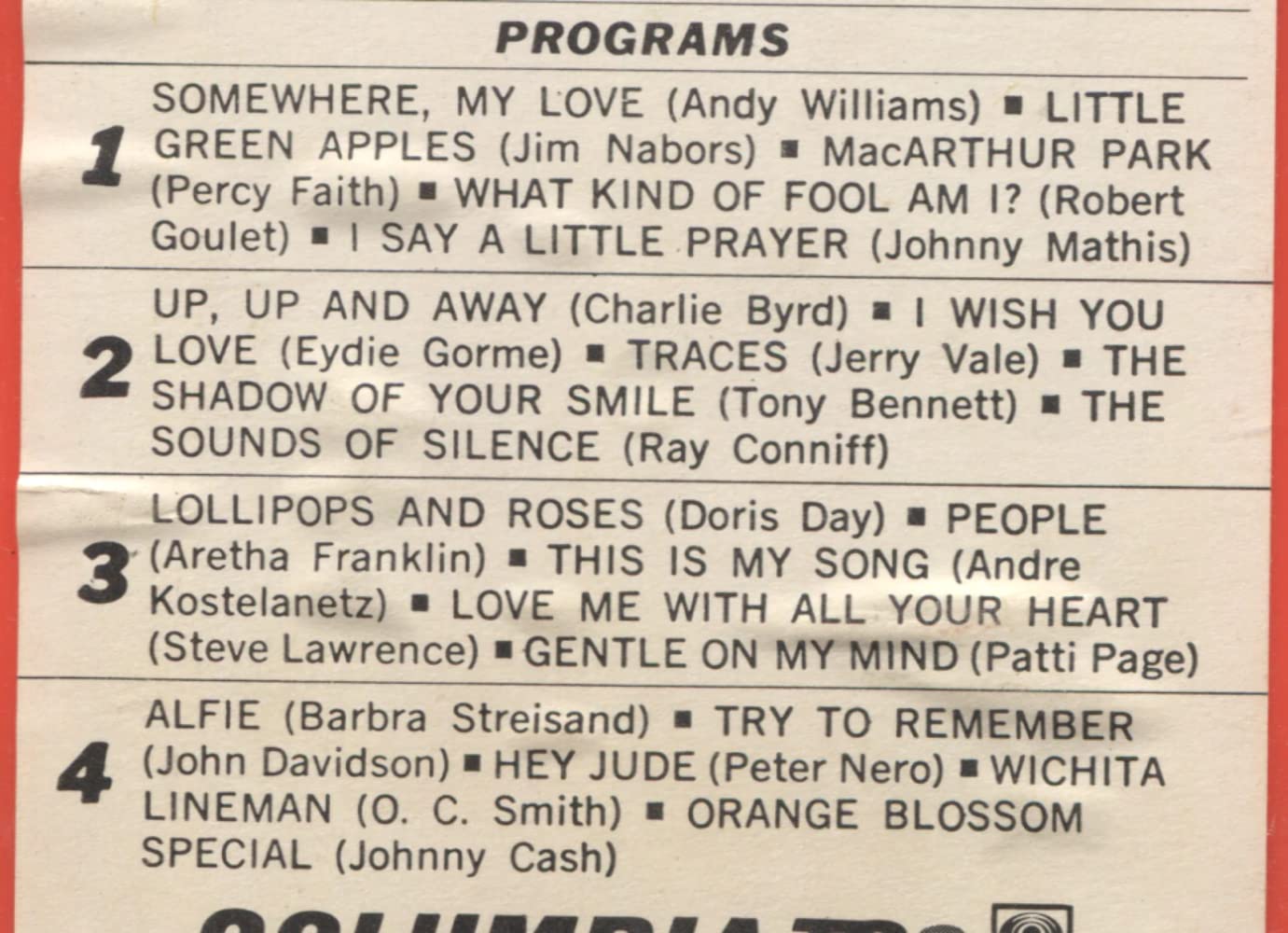 20 Great Stars Perform 20 Great Hits of the 60's 8 Track Tape
