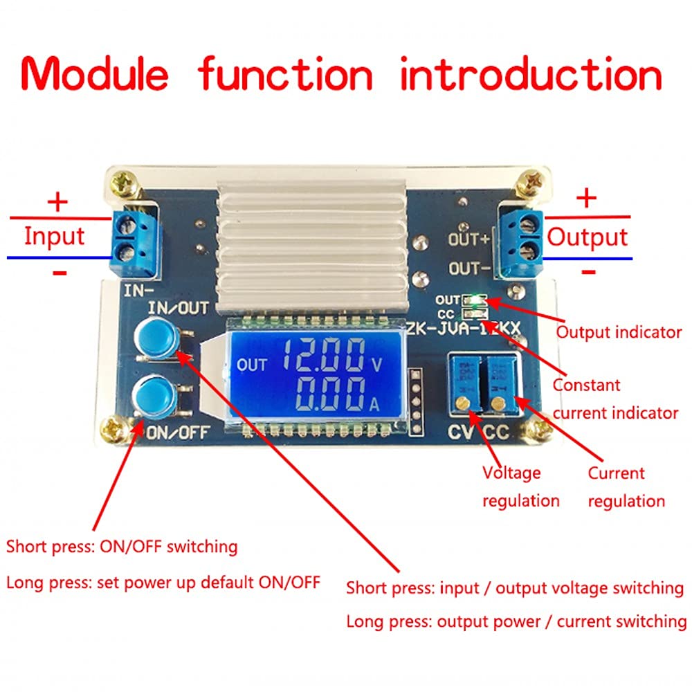 Adjustable CC CV Buck Converter Power Supply Module 12A 160W DC to DC 5.3V-32V to 1.2V-32V Voltage Regulator 12V 24V Step Down Voltage Transformer