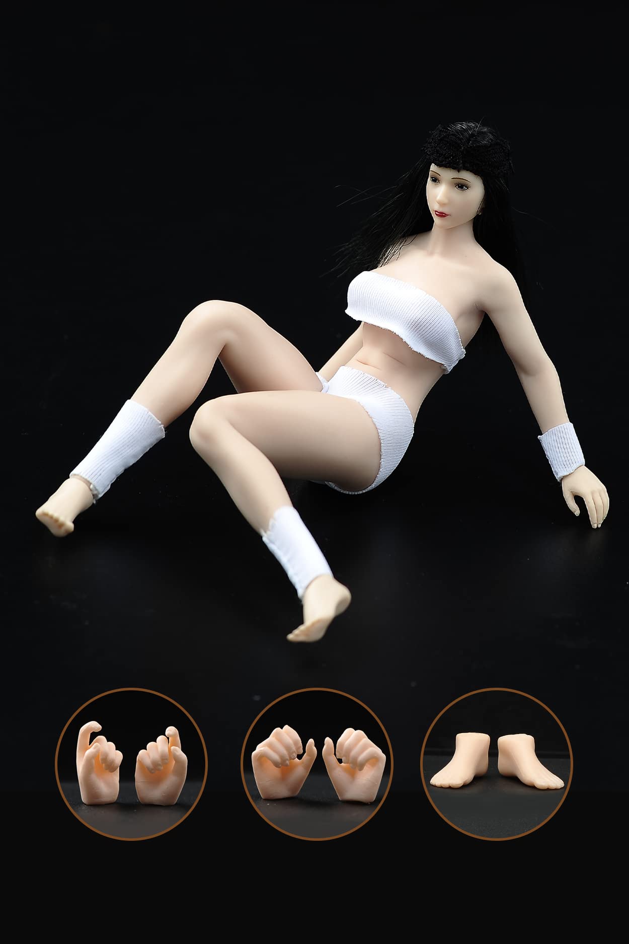 1/12 Scale Female Seamless Super Flexible Action Figure Body with Head Sculpt White Skin 6inch Model Full Set Dolls Toys (T01A)