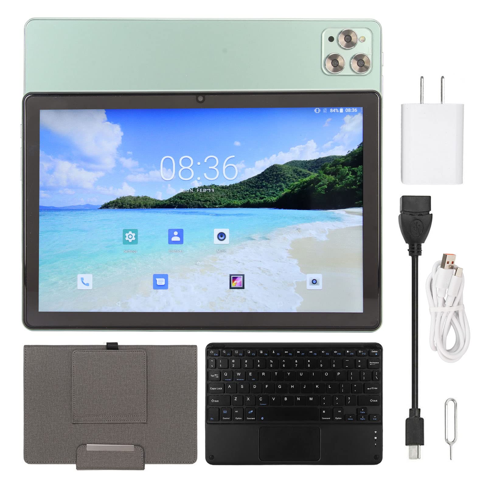 10.1 Inch Android 12 Tablet, 2 in 1 Tablet with Keyboard & Case, 4G Cellular Tablet, Octa Core CPU, 8GB RAM 256GB ROM, FHD Display, Dual Camera, WiFi, BT5.0, 7000mAh Battery (Green)