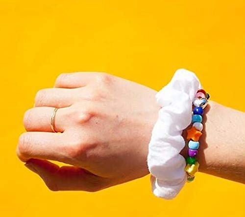 10 Pack White Cotton Scrunchies for Tie Dye Hair Elastic Hair Ties Pony Tail Holder for Party