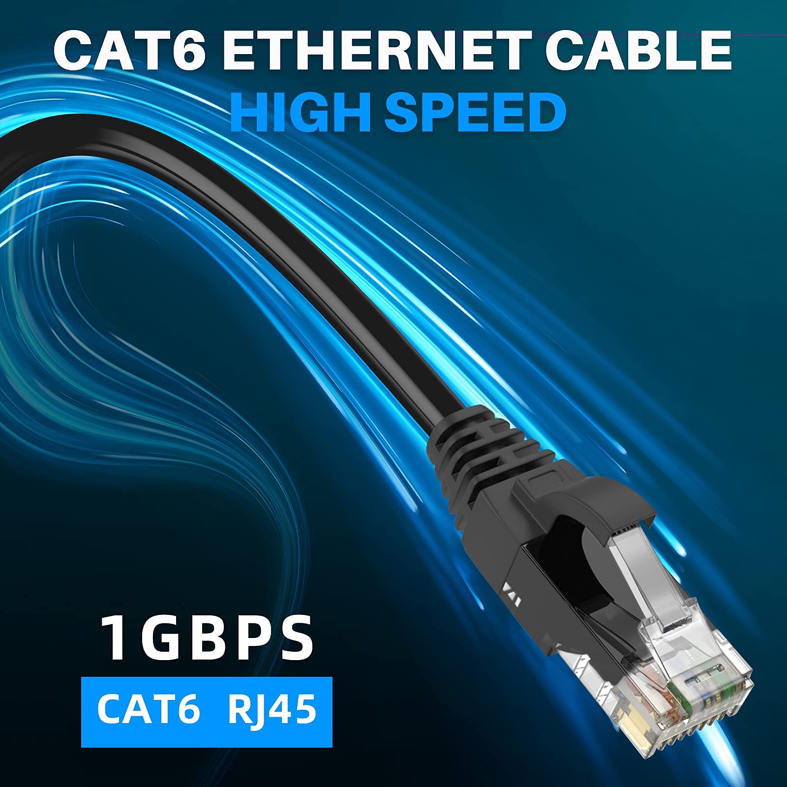 Adoreen Cat 6 Ethernet Cable 2 Ft-3 Pack,High Speed Short Patch Cables Network Cables, Soft Flexible Cat6 RJ45 LAN Internet Cable Cord Faster Than Cat 5e 5 Cable+15 Ties-Black+White+Blue