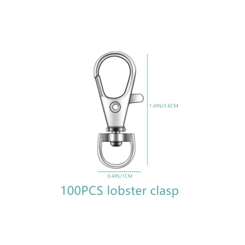 100PCS Key Chain Clip Hooks, Swivel Clasps Lanyard Snap Hook, Keychain Hooks for Lanyard Key Rings Crafting Silver
