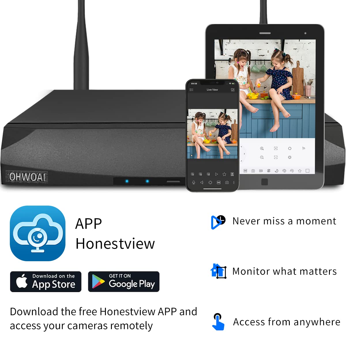 10-Channel NVR Recorder for Home Security Camera System, 3K 5.0MP 1536P Network Video Recorder, NVR Recorders with Built in WiFi Recorder, Wireless NVR Surveillance, NO Hard Drive